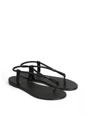 NICOLAS LAINAS Leather Flat Sandals - Black