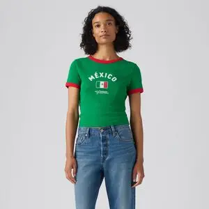 LEVI'S Cropped Ringer Tee With Mexican Flag Graphic - Mexico