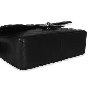 Chanel Quilted Caviar Jumbo Double Flap Bag - Black