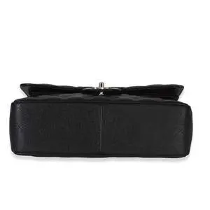 Chanel Quilted Caviar Jumbo Double Flap Bag - Black