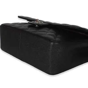 Chanel Quilted Caviar Jumbo Double Flap Bag - Black