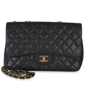 CHANEL Chanel Quilted Caviar Jumbo Single Flap Bag