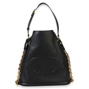 Dior Calfskin Cd Embossed Bucket Bag - Black