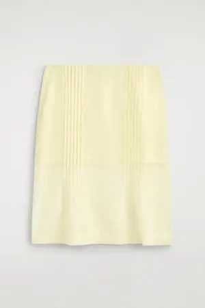 Cos Sheer Pintucked Midi Skirt - Yellow