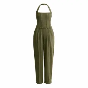 LUROQ LONDON Halter Sculpt Jumpsuit - Green