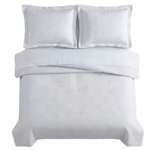 PURE PARIMA Diamond Quilted Coverlet Set - White