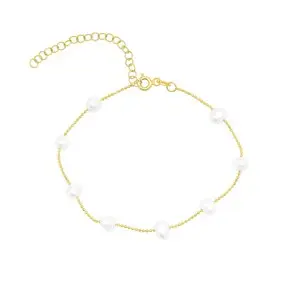 SPERO LONDON Satellite Baroque Pearl Sterling Silver Bracelet - Gold