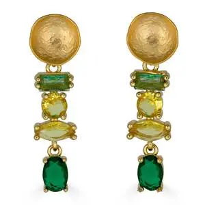 LONI PAUL JEWELRY Multi Gemstone Drop Earrings - Green/gold/yellow