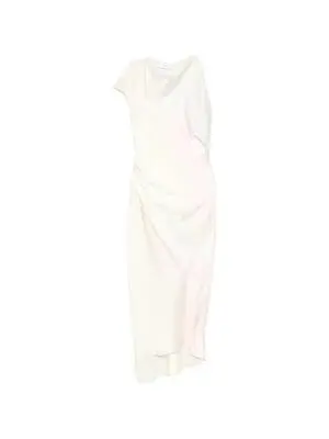 Victoria Beckham Sleeveless Draped Asymmetric Dress - Neutrals