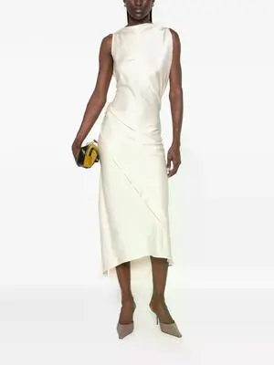 Victoria Beckham Sleeveless Draped Asymmetric Dress - Neutrals