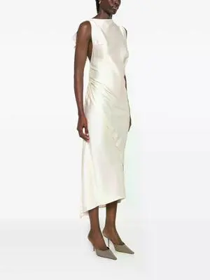 Victoria Beckham Sleeveless Draped Asymmetric Dress - Neutrals
