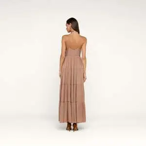 L'AGENCE Lua Tiered Maxi Dress - Hazelnut