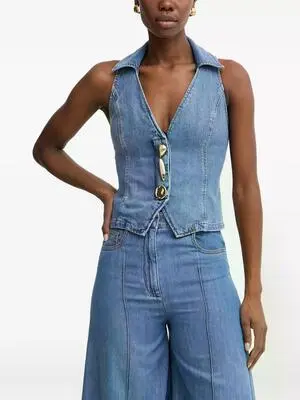 SIMONA CORSELLINI Embellished Denim Top