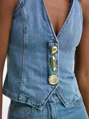 SIMONA CORSELLINI Embellished Denim Top