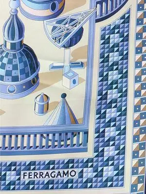 FERRAGAMO Architectural-print Silk Scarf