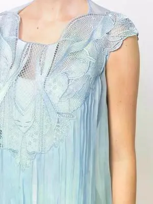 Alberta Ferretti Lace-embellished Silk Top