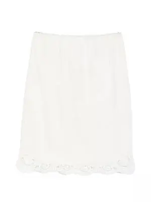 Posse Darya Lace-trim Linen Midi Skirt - Neutrals