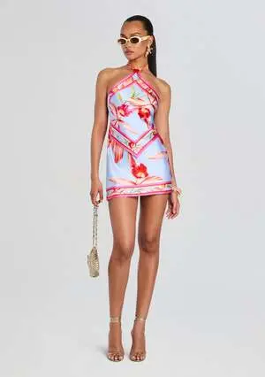 Retrofete Adelaide Silk Halterneck Mini Dress - L'acqua Orchid