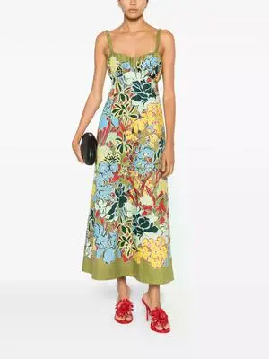 ALEMAIS Solstice Floral-print Midi Dress - Green