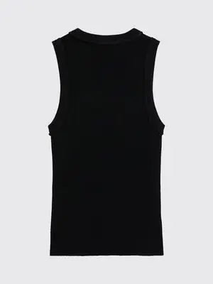 Loewe Ribbed Tank Top With Logo Detail - Black