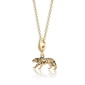 LILY CHARMED Plated Sterling Silver Tiger Charm Necklace - Gold