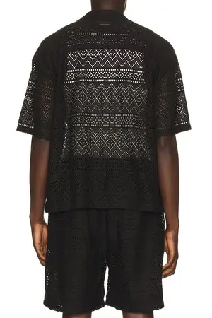 HONOR THE GIFT Pointelle Crochet Camp Collar Shirt
