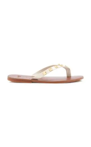 Valentino Garavani Rockstud Thong Leather Sandals - Ivory