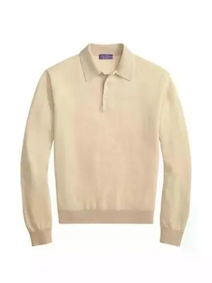 Ralph Lauren Purple Label Champagne Herringbone-jacquard Polo Sweater