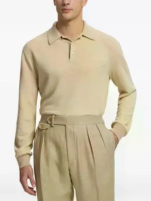 Ralph Lauren Purple Label Champagne Herringbone-jacquard Polo Sweater
