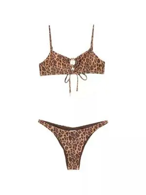 COTAZUR Leopard-print Glitter-effect Bikini - Neutrals
