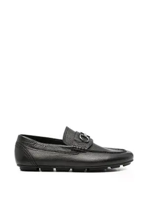 JOHN HARRISON Pebbled-leather Loafers With Logo Plaque