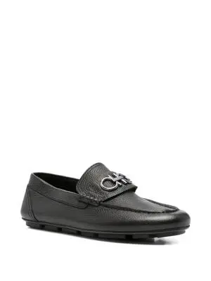 JOHN HARRISON Pebbled-leather Loafers With Logo Plaque