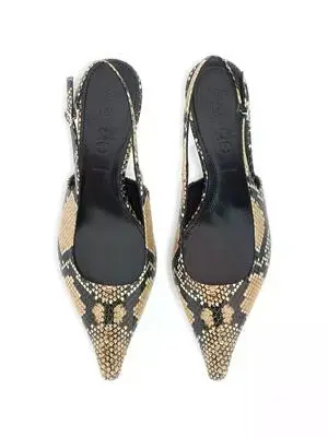 AeydĒ Catrina Snake-print Leather Slingback Pumps - Neutrals