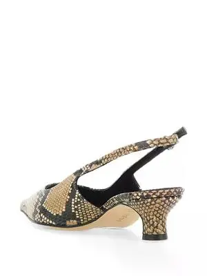 AeydĒ Catrina Snake-print Leather Slingback Pumps - Neutrals