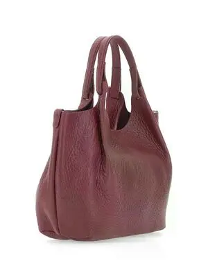 GIANNI CHIARINI Burgundy Pebbled Leather Tote Bag - Red