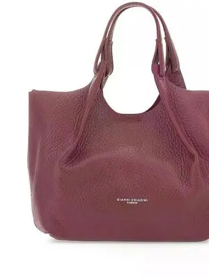 GIANNI CHIARINI Burgundy Pebbled Leather Tote Bag - Red