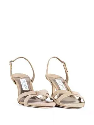 JIMMY CHOO Elsy Shimmer-suede Slingback Sandals - Neutrals