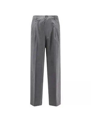 AMARANTO Double-pleat Tailored Trousers - Grey