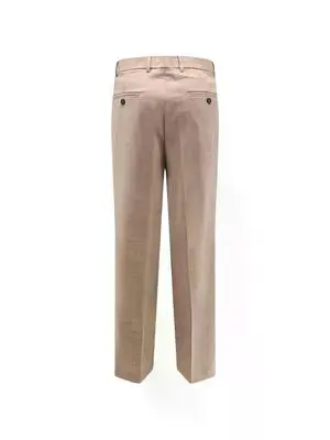 AMARANTO Double-pleat Welt-pocket Trousers - Brown