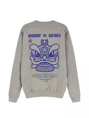 WOODBIRD Cane Lion Logo-print Cotton Sweater