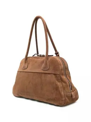 Miu Miu Logo-embossed Suede Bauletto Shoulder Bag - Brown