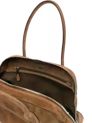 Miu Miu Logo-embossed Suede Bauletto Shoulder Bag - Brown