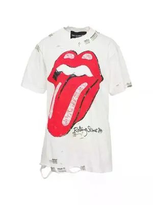 DRY CLEAN ONLY Distressed Effect T-shirt With Safety Pin Embellishments