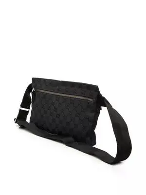 Gucci Gg Canvas Double Pocket Belt Bag - Black