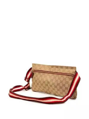 Gucci Gg Canvas Web Double Pocket Belt Bag - Red