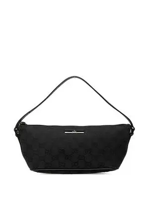 Gucci Gg Canvas Boat Shoulder Bag - Black