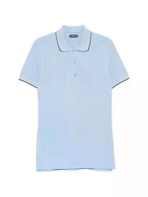 TOM FORD Contrast-trim Polo Shirt - Blue