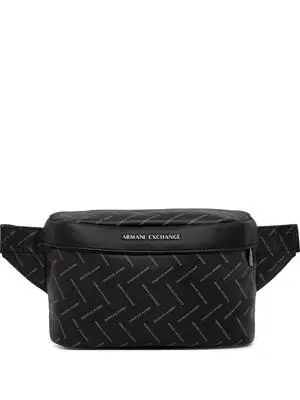 Armani Exchange All-over Logo Belt Bag - Black