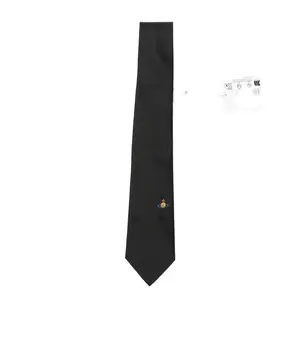 VIVIENNE WESTWOOD Orb Embroidered Neck Tie - Black