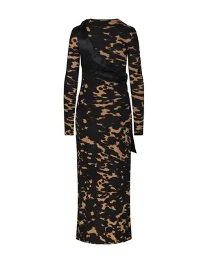 Nanushka Yura Abstract Print Satin Maxi Dress